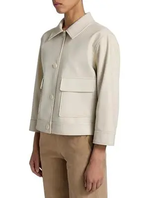 LAMARQUE Elara Faux Leather Shirt Jacket - Bone