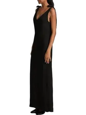 Co Draped Back Maxi Slip Dress - Black