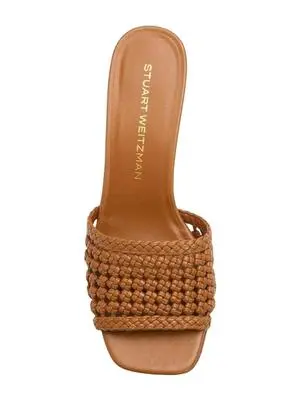 STUART WEITZMAN Marina 50mm Leather Angled-heel Slide Sandals - Boho Tan