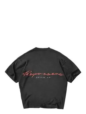 REPRESENT Apos;s Chrome Flight Oversized Heavyweight Jersey T-shirt - Stained Bl