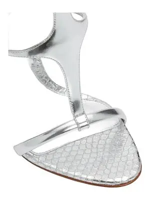 ALEXANDRE BIRMAN 100mm Boonie Metallic Leather Wedge Sandals - Silver