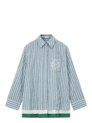 Loewe Striped Crinkled Cotton Button-down Shirt - Light Blue