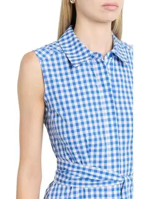 Simkhai Genny Gingham Belted Midi Shirtdress - Cloud Ging