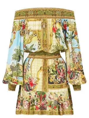 Camilla Empire Print Silk Mini Dress - Wanderlust