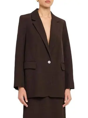 Co Oversized Single-breasted Blazer Jacket - Chocolate