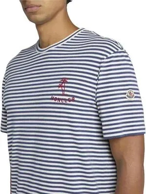 Moncler Apos;s Palm Logo Striped Short-sleeve T-shirt - Multi