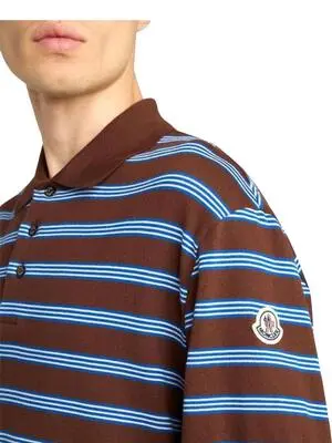 Moncler Apos;s Cotton Knit Triple-stripe Polo Shirt - Multi