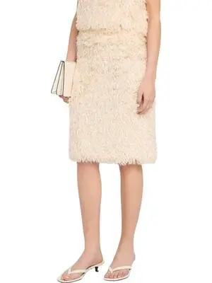 TOTEME Feathered Jersey Knee-length Skirt - Eggshell