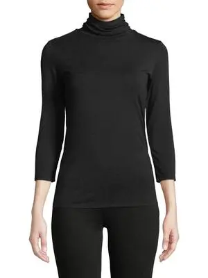 L & APOS;AGENCE Aja 3/4-sleeve Turtleneck Top - Black