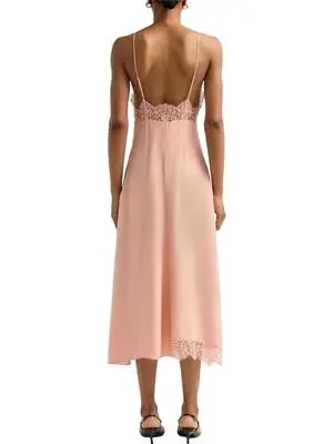 Stella McCartney Lace-trim Silk V-neck Midi Cami Dress - Soft Rose