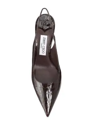 JIMMY CHOO Love 85mm Croc-embossed Leather Slingback Pumps - Sambuco