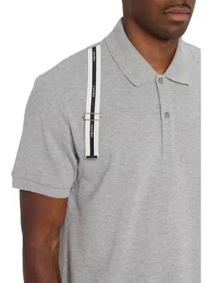 Alexander McQueen Men & Apos;s Shoulder-strap Pique Short-sleeve Polo Shirt Grey