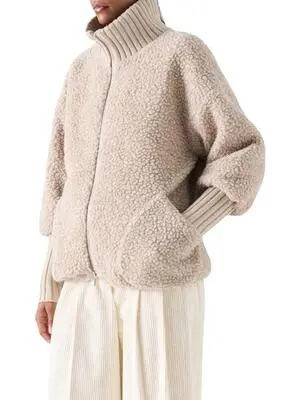 Akris Bouclé Fleece Relaxed-fit Coat - Oat
