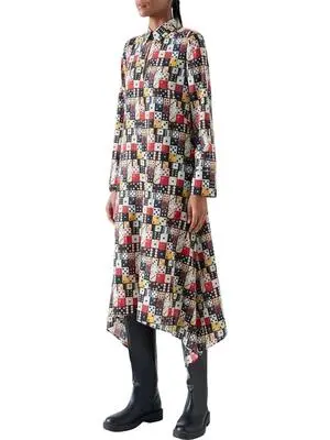 Akris Small Dice-print Wool Shirtdress - Multicolor