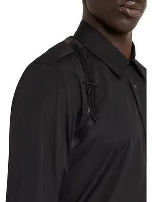Alexander McQueen Apos;s Harness Cotton Satin-trim Sport Shirt - Black