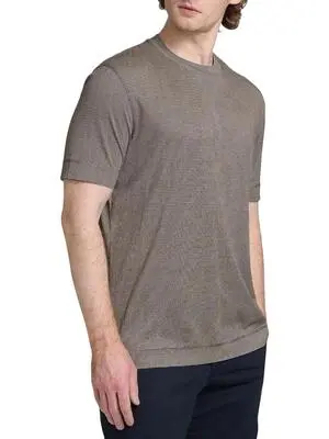Emporio Armani Apos;s Lyocell And Cotton Micro-pattern Crewneck T-shirt - Black
