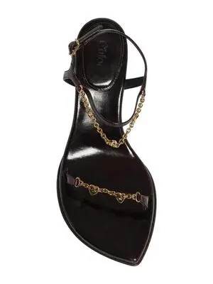 Chloé 80mm Zia Patent Leather Ankle-strap Sandals - Dark Ruby