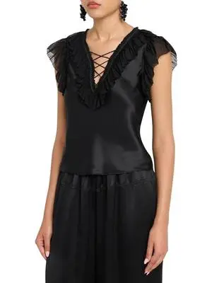 Ulla Johnson Ilyana Silk Ruffle Blouse - Noir