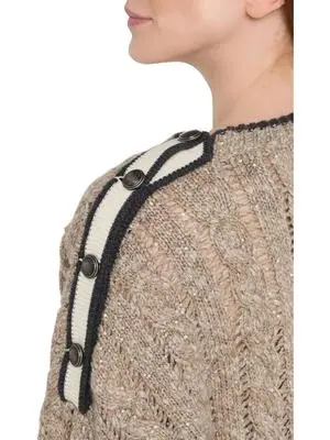 Brunello Cucinelli Sparkly Cable-knit Sweater - Beige