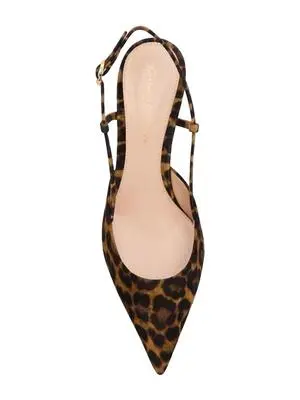 GIANVITO ROSSI Ascent Calfskin Slingback Pumps - Leopard Print