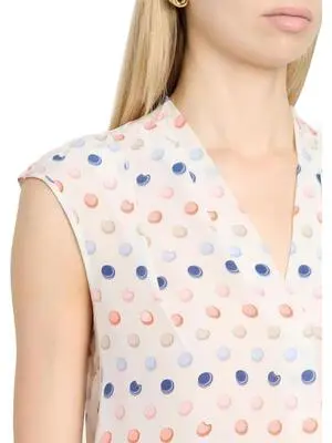 MAISON COMMON Polka-dot Macaroon Silk Organza Sleeveless Blouse