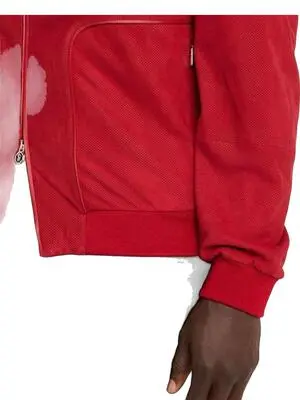 Stefano Ricci Men & Apos;s Perforated Suede Zip-pocket Blouson Red