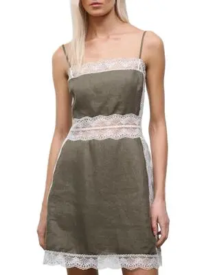 Staud Amalina Linen Mini Dress - Thyme