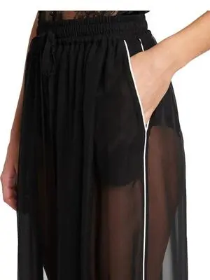 Dolce & Gabbana Sheer Silk Chiffon Wide-leg Pull-on Pants - Nero