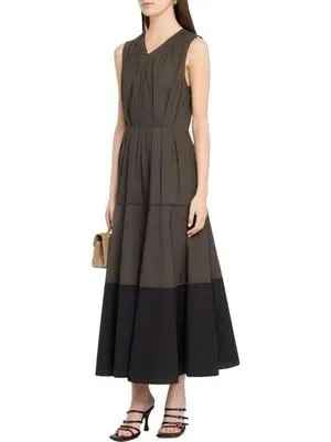 Proenza Schouler White Label Kailey Tiered Poplin Maxi Dress - Willow/black