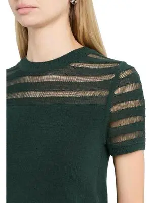 Rag & Bone Britt Lattice-knit Short-sleeve Sweater Forest