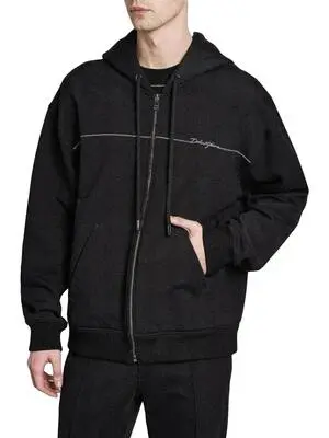 Dolce & Gabbana Apos;s Logo Cotton Zip-front Hoodie - Nero