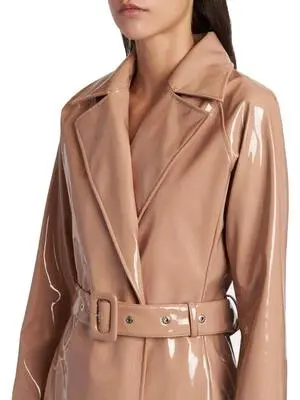 Dolce & Gabbana Coated Faux Leather Belted Trench Coat - Cipria