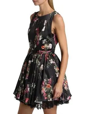 Cinq À Sept Caelia Iris Bouquet Minidress - Black Mult