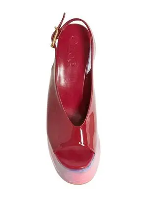 CHLOÉ Maxime Patent Leather Palm Tree Platform Sandals