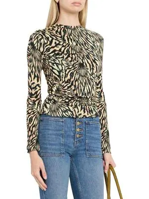 Ulla Johnson Paradis Ruched Long-sleeve Top - Celestite