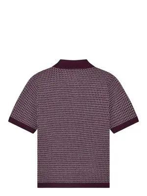 Emporio Armani Men & Apos;s Geometric Wool Knit Johnny-collar Polo Shirt Multi