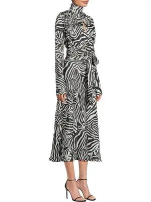 UNDRA CELESTE Joi -print Tie-waist Midi Dress - Zebra