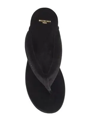 BALENCIAGA 90mm Gaeta Velvet Wedge Thong Sandals