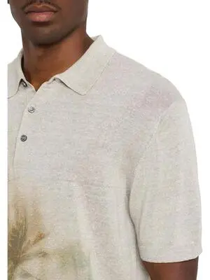 Bugatchi Apos;s Palm Linen And Cotton Short-sleeve Polo Sweater - Limestone