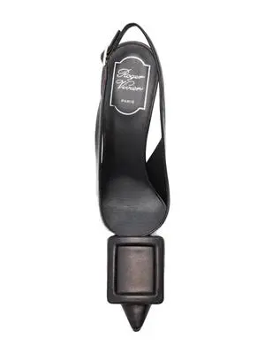 ROGER VIVIER 85mm Viv Ville Leather Slingback Pumps - Nero