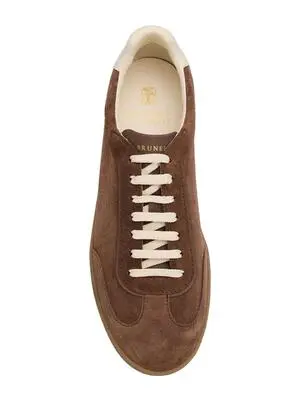 Brunello Cucinelli Apos;s Suede T-toe Low-top Sneakers - Fango