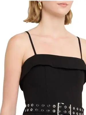 GANNI Future Twill Suiting Midi Dress - Black