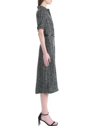 Altuzarra Kieran Abstract-print Short-sleeve Midi Shirtdress With Belt - Black