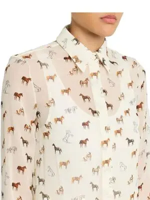 Gabriela Hearst Henri Horse-print Chiffon Button-down Blouse - Ivory Multi