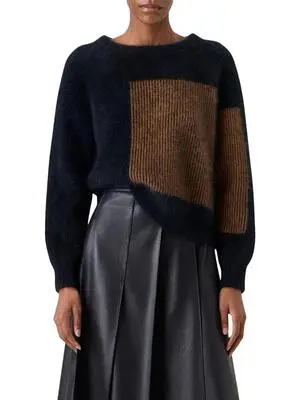 Akris Cloud Cashmere Oro Lienzo Jacquard Crewneck Sweater - Black