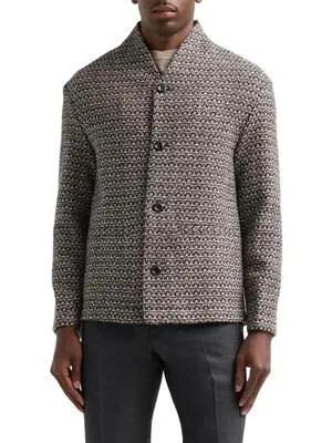 EMPORIO ARMANI Men & Apos;s Wool Geo Tweed Effect Cardigan Jacket
