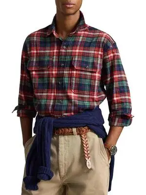 Polo Ralph Lauren Apos;s Classic-fit Plaid Flannel Workshirt - Navy/red