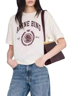 ANINE BING Jaylin Collegiate Tee - Ecru