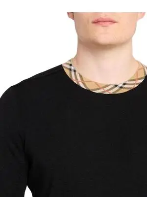 Burberry Apos;s Michael Crewneck-check Wool Knit Sweater - Black