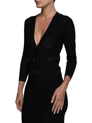 L & APOS;AGENCE Irvin Pointelle Cardigan - Black